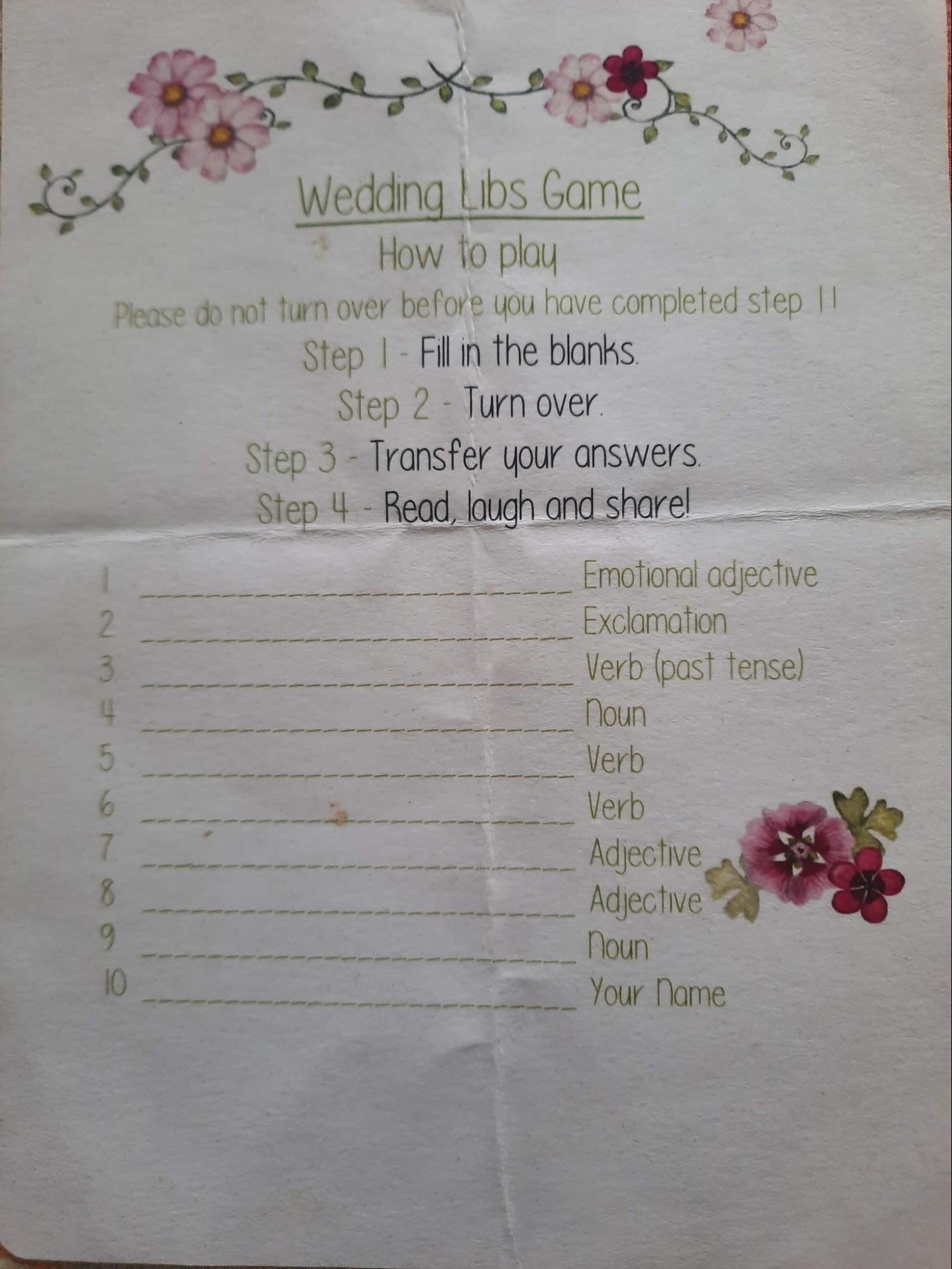 Celebration Mad Libs – Creative Gatherings